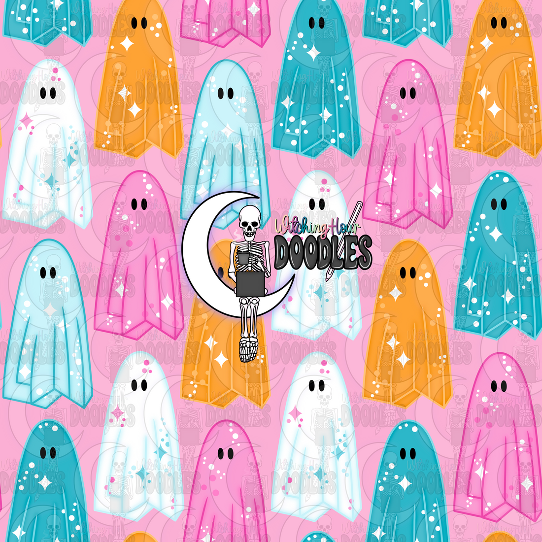 Pink Ghosties (Seamless) – Witching Hour Doodles
